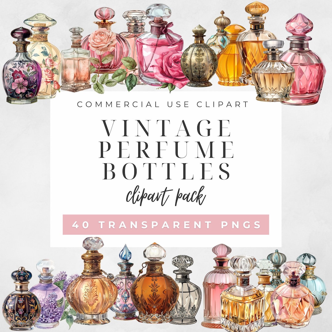 Vintage Perfume Bottles Clip Art, Scrapbooking Supplies, Graphic ...