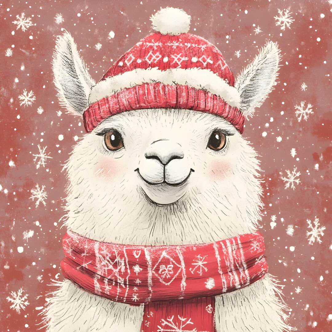 Christmas Llama Clipart Graphics Commercial Use Illustrations for ...