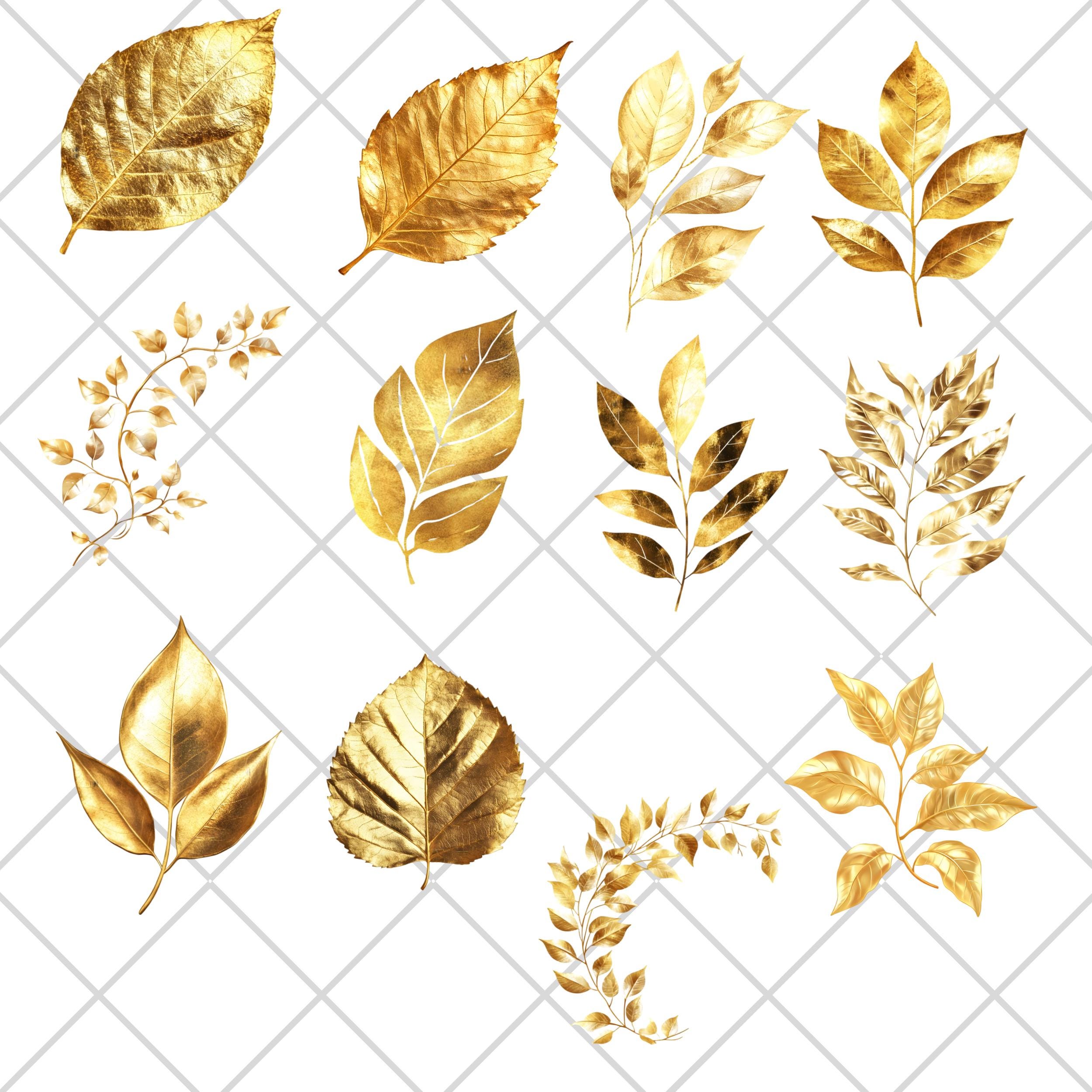 Gold Leaves Clipart Graphic Illustrations | Gold Leaf Clip Art PNG ...