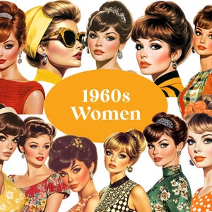 Retro 1960s Women Clipart Vintage 60s Women Clip Art Commercial Use ...