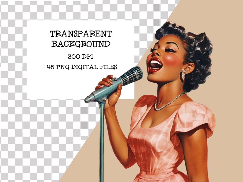 Retro Singing Women Clipart: 1950s Vintage Performers (digital PNG) - Etsy