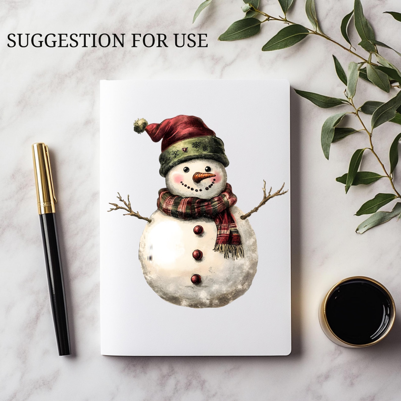 Vintage Snowman Clipart Graphics | Snowmen Illustrations | for ...