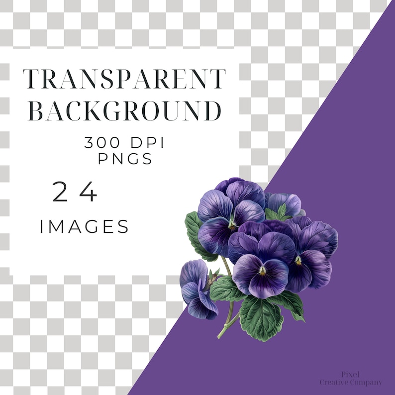 Vintage Style Violets Watercolor Clipart, Purple Violet Flowers ...