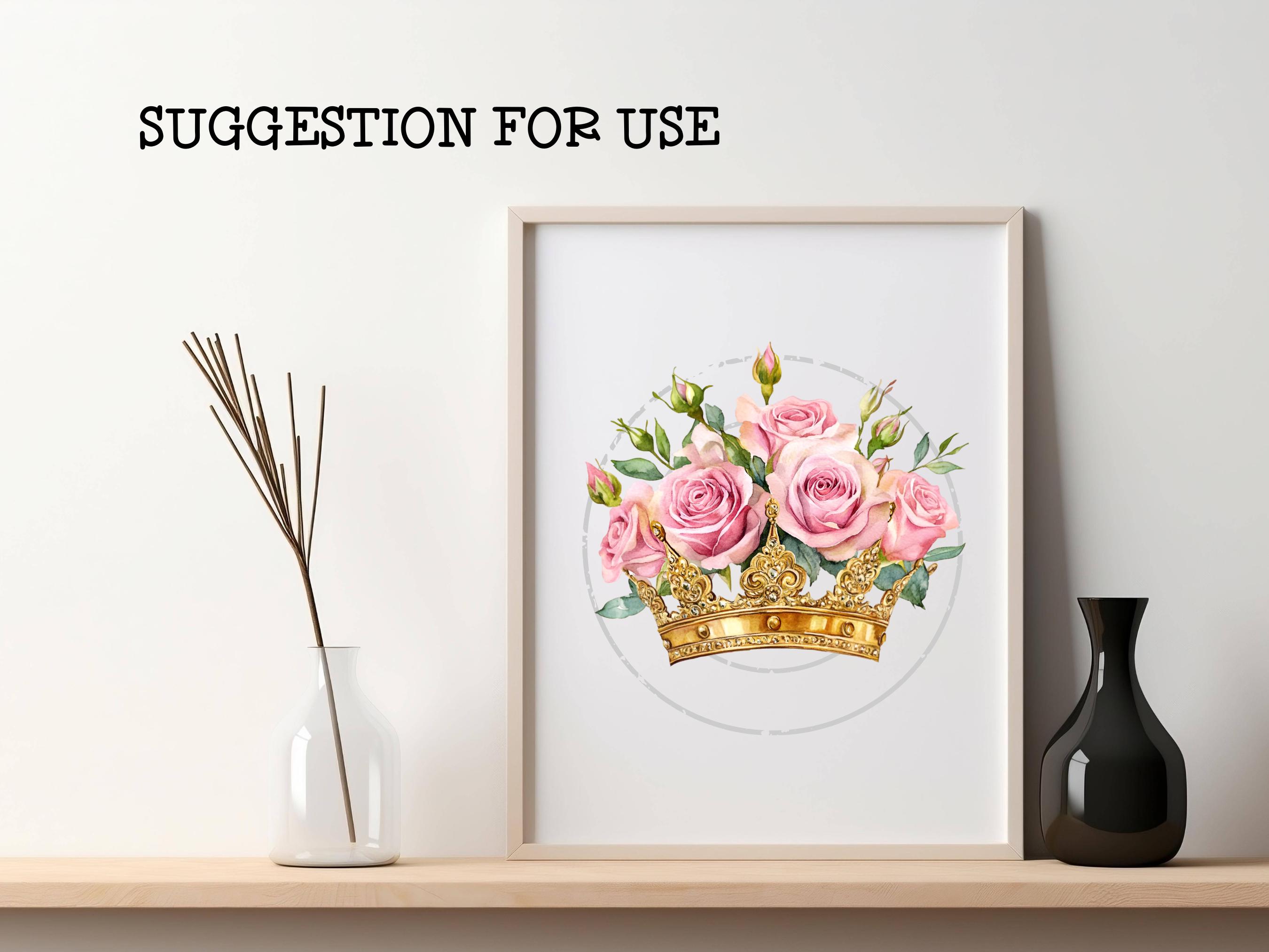 Gold Crown Clipart, Pink Rose Crown Clip Art, Fantasy Clipart, Crown ...