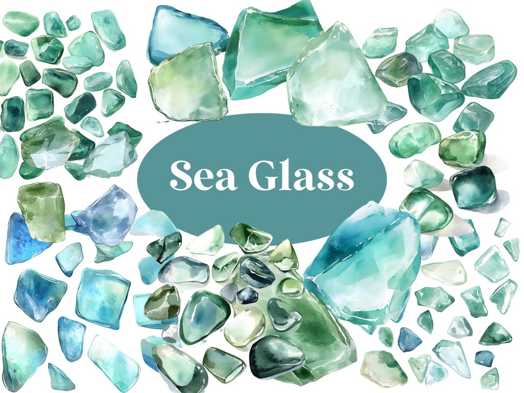 Seaglass Clipart Graphics Pretty Sea Glass Opaque Glass Illustrations ...