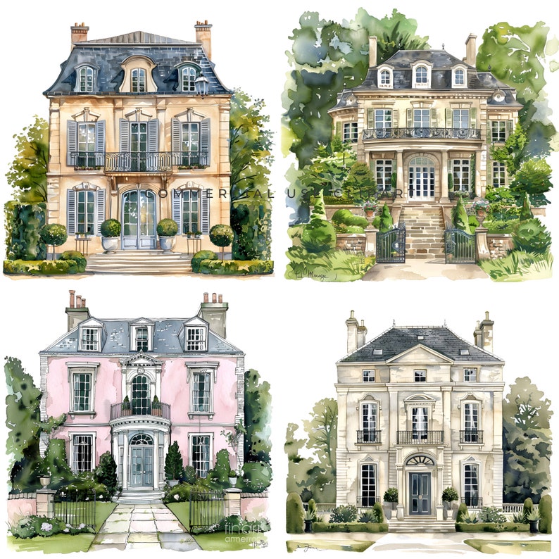 Regency Era House Clip Art: High-resolution Historic Illustrations ...