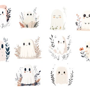 Boho Ghosts Watercolor Clipart, Ghosts Graphics, Halloween Clipart ...