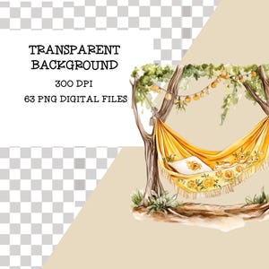 Boho Summer Camping Clipart Floral Yellow Camp Graphics Women Yellow ...