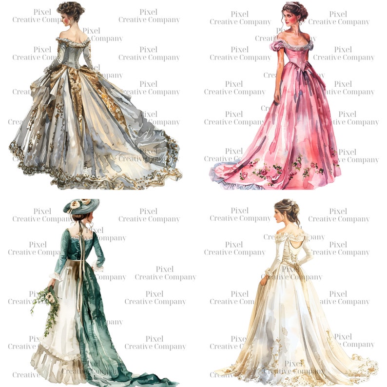 Regency Women Clip Art Commercial Use High Resolution Graphics for ...