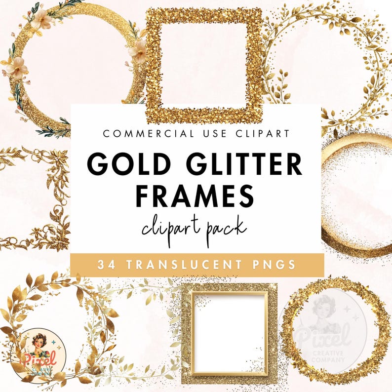 Gold Glitter Frame Clipart | Gold Frame | Gold Glitter Clip Art ...