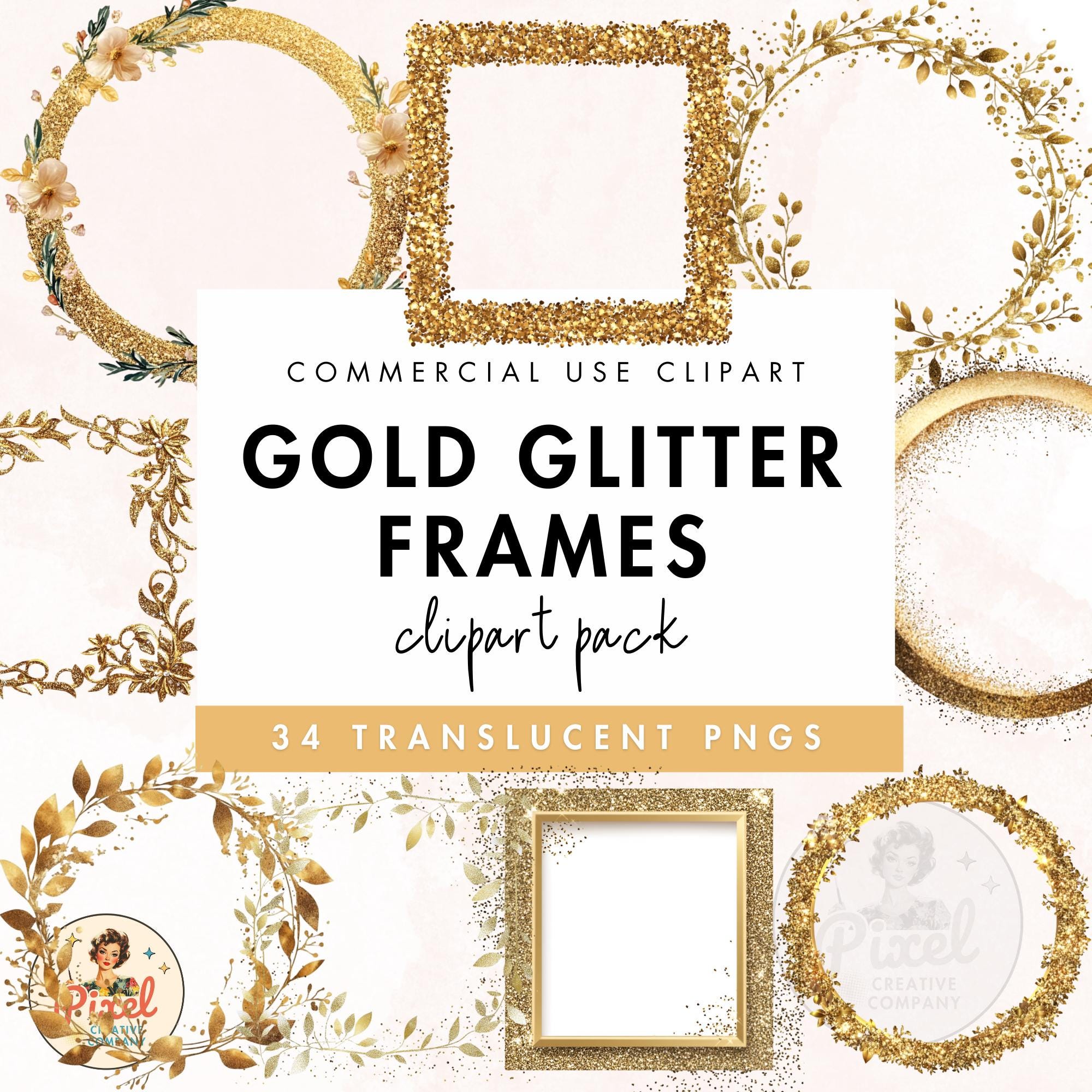 Gold Glitter Frame Clipart | Gold Frame | Gold Glitter Clip Art ...