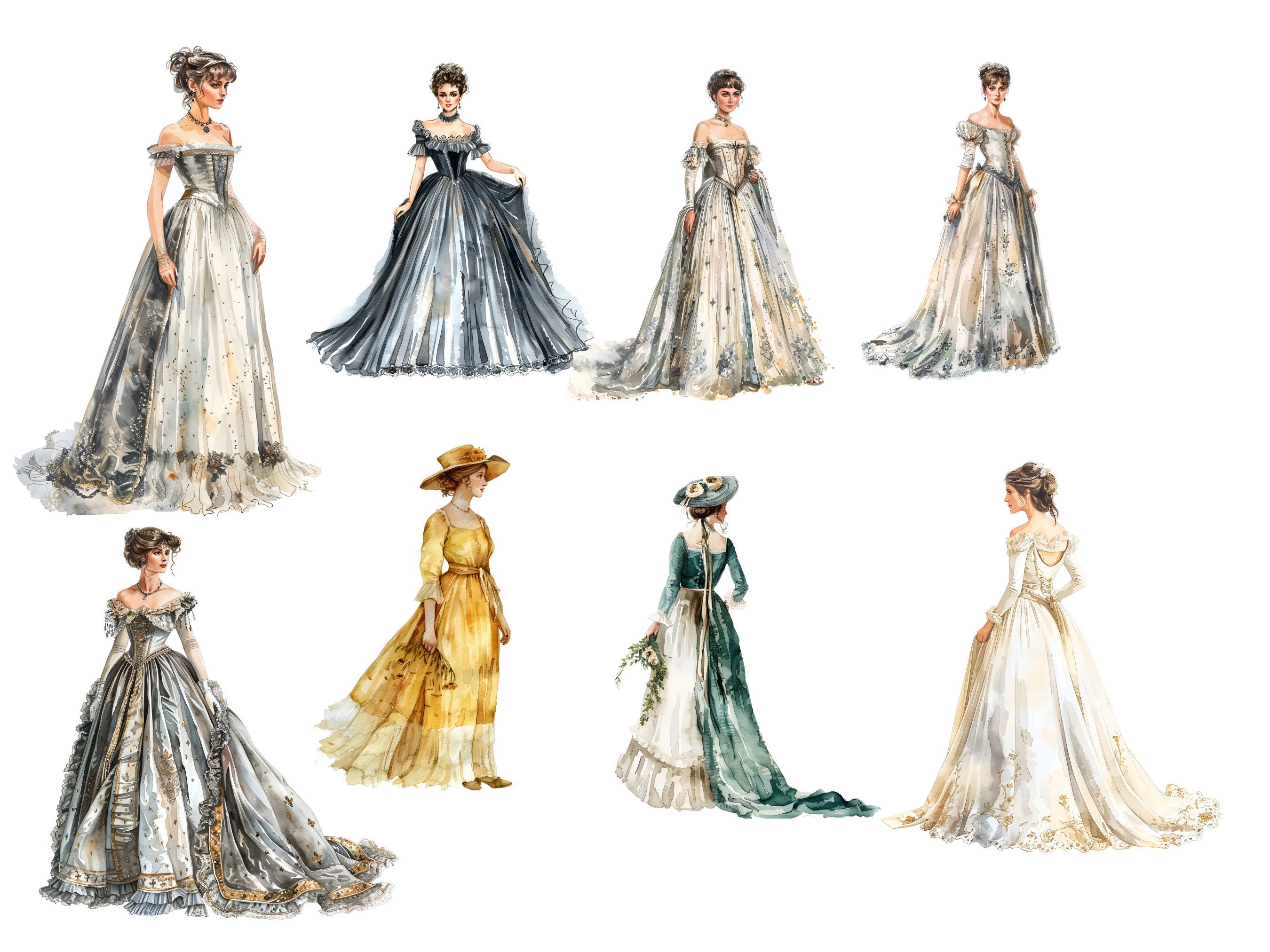 Regency Women Clip Art | Commercial Use High Resolution Graphics for ...