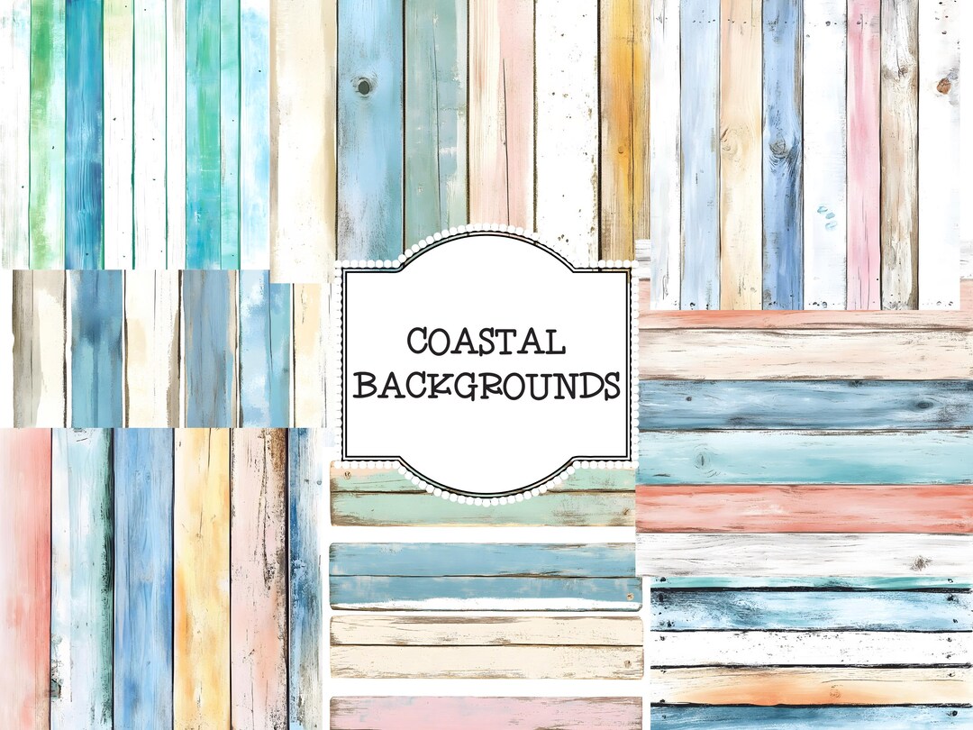Coastal Wood Backgrounds Clipart: Beach Colors Digital Paper (PNG, PDF ...