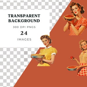 Retro Women Bakers Clipart: Vintage Baking Graphics (commercial Use) - Etsy