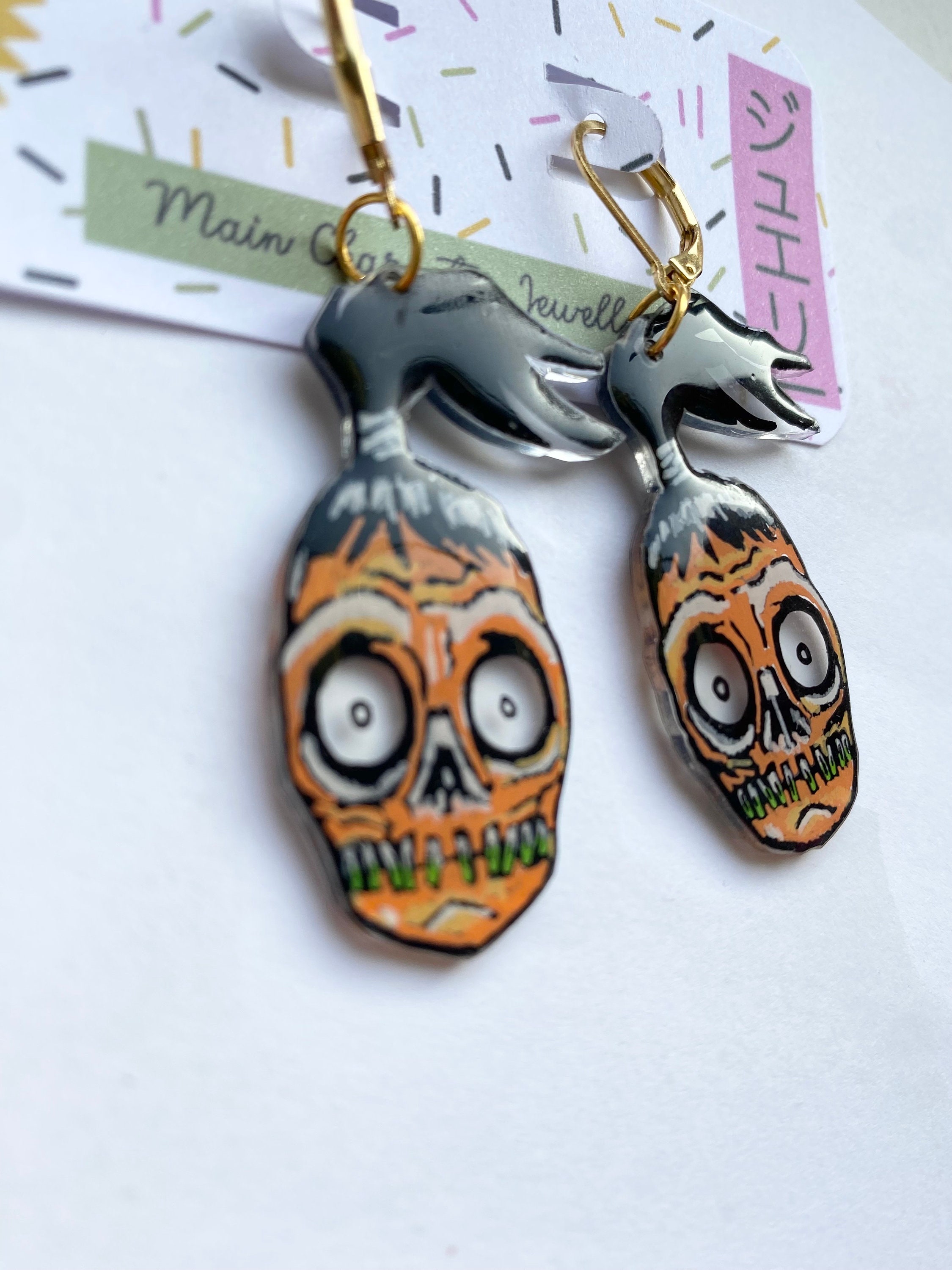 Beetlejuice Inspired Shrunken Head Earrings Handmade Shrink Plastic ...