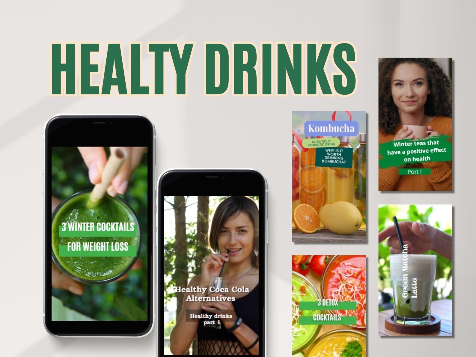 100 Healthy Recipes Nutrition Reels Social Media Bundle Canva Templates ...
