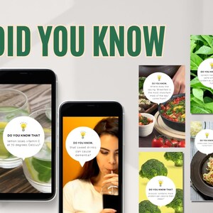 100 Healthy Recipes Nutrition Reels Social Media Bundle Canva Templates ...