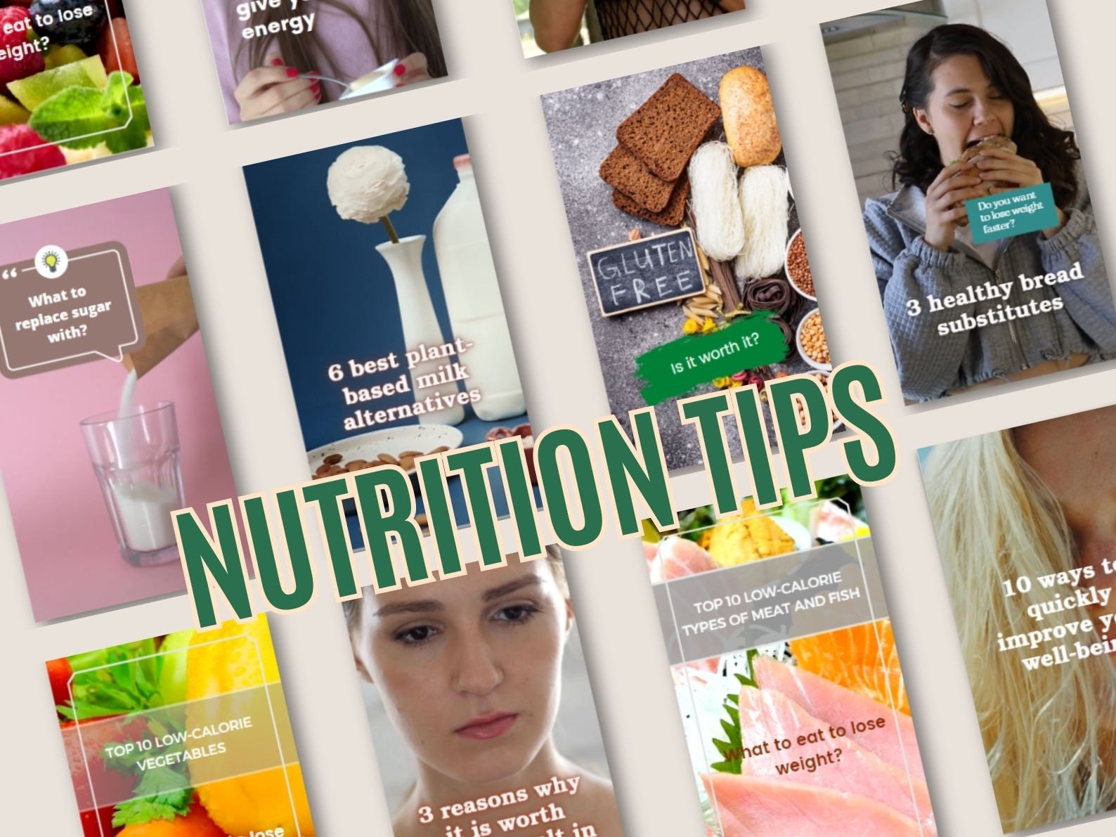 100 Healthy Recipes Nutrition Reels Social Media Bundle Canva Templates ...