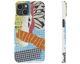 Blue Collage Phone Case - Etsy