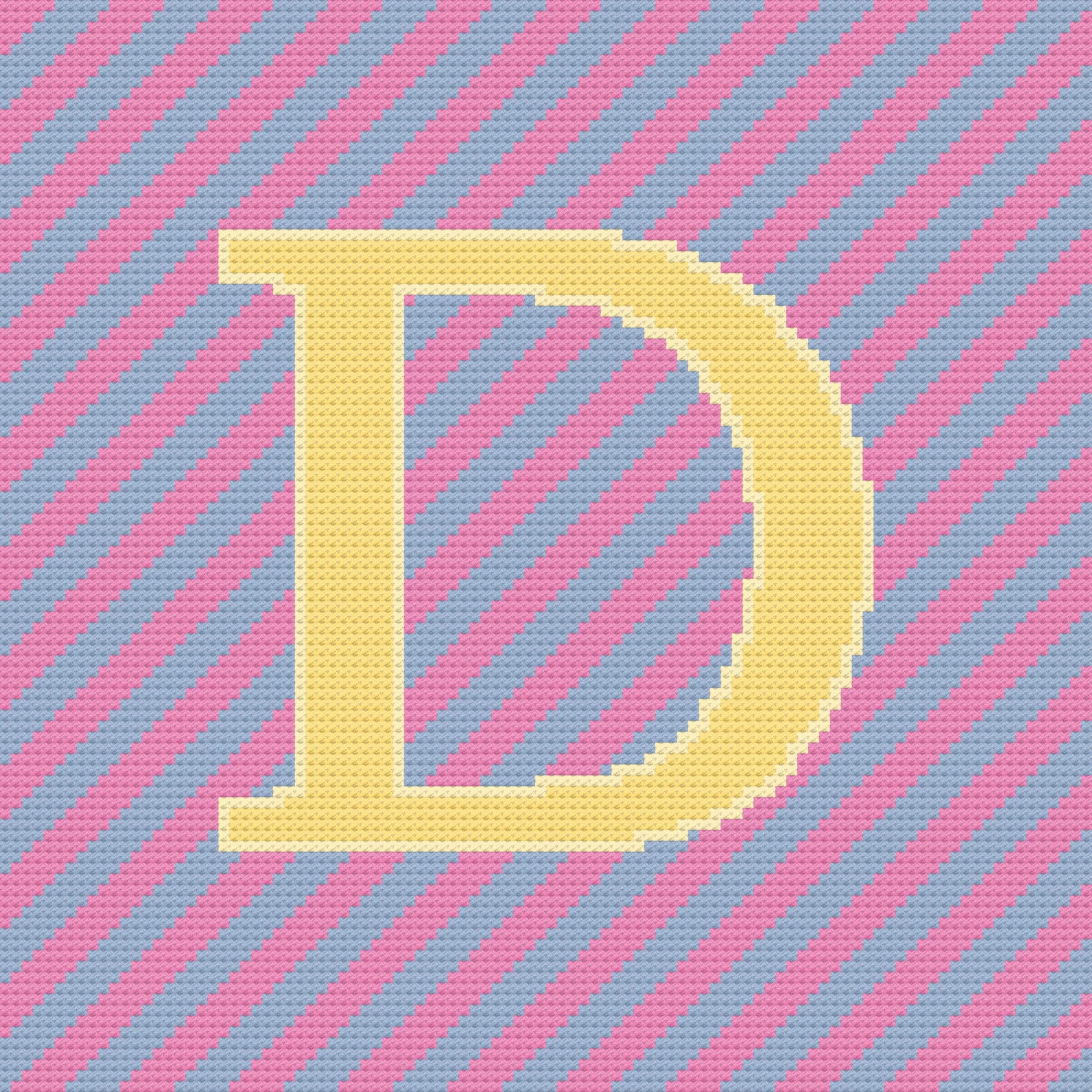 Letter D Cross Stitch Pattern: Yellow Monogram (PDF Pattern) - Etsy