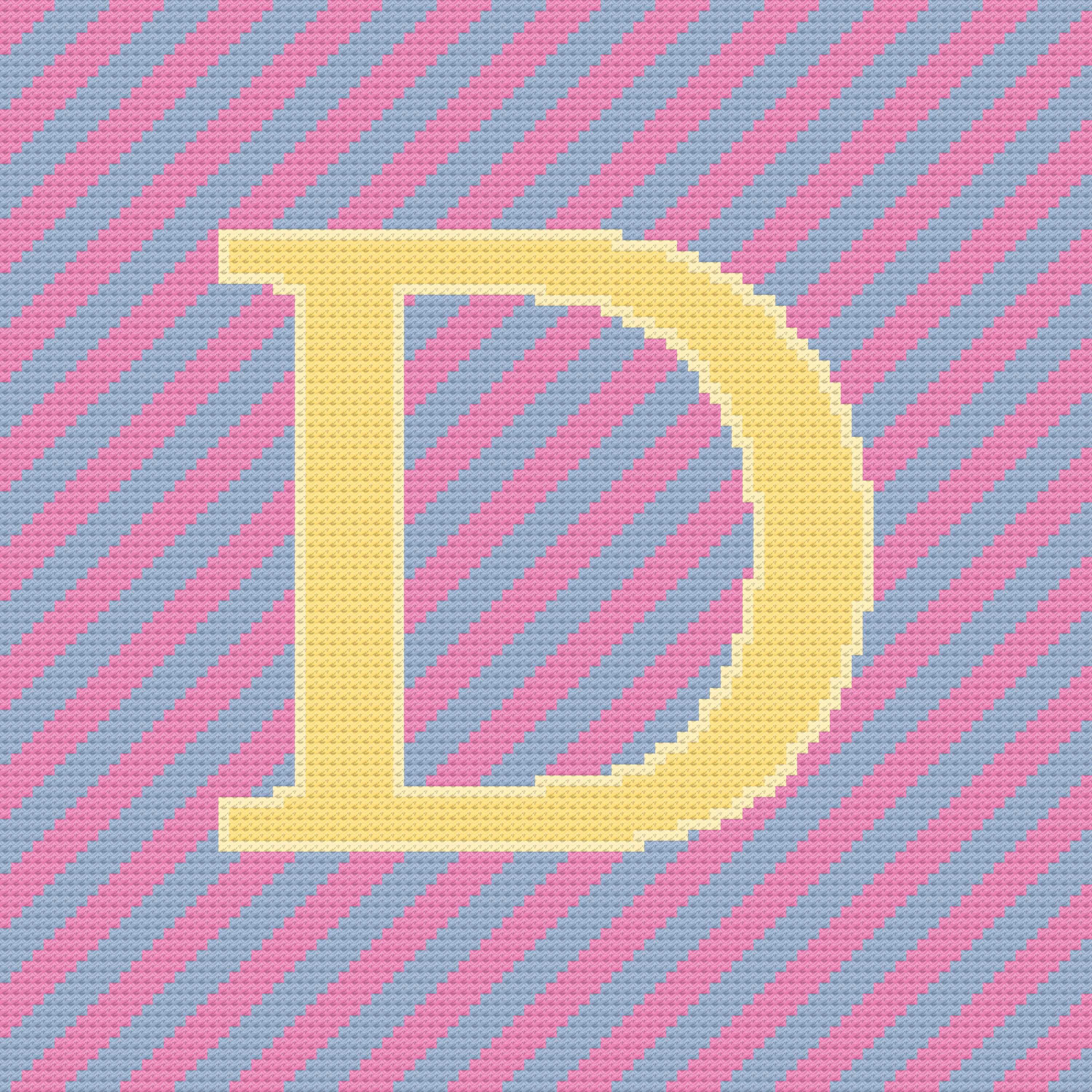 Letter D Cross Stitch Pattern: Yellow Monogram (PDF Pattern) - Etsy