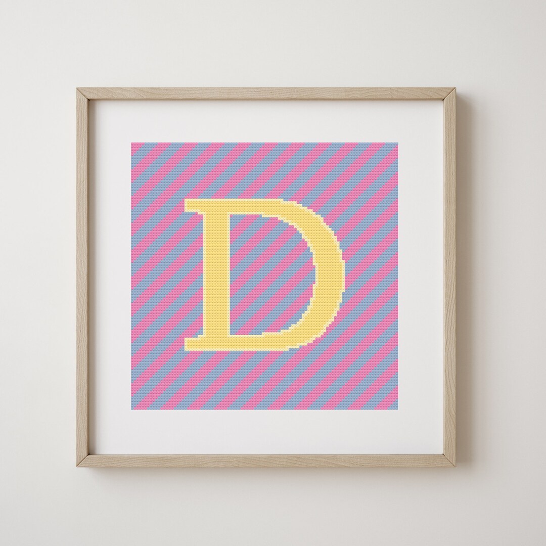 Letter D Cross Stitch Pattern: Yellow Monogram (PDF Pattern) - Etsy