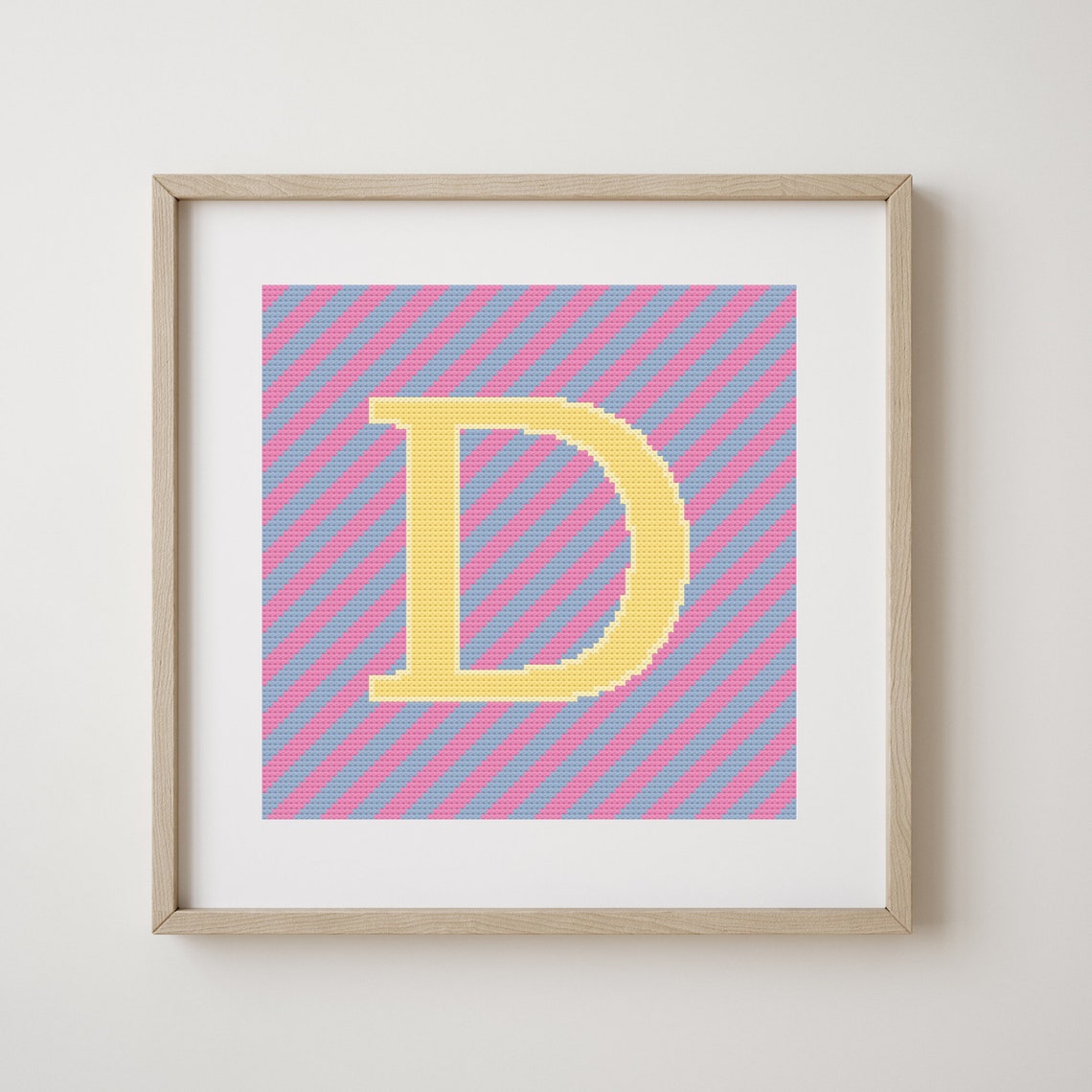 Letter D Cross Stitch Pattern: Yellow Monogram (PDF Pattern) - Etsy