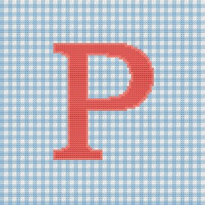 Letter P, Cross Stitch Alphabet Pattern, Coral Letter on Baby Blue ...