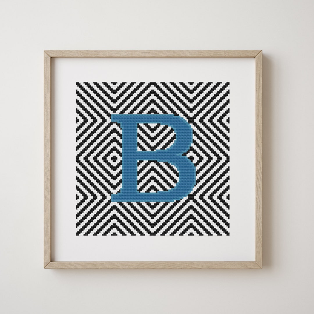 Letter B, Cross Stitch Alphabet Pattern, Teal Blue, Monogram, Modern ...