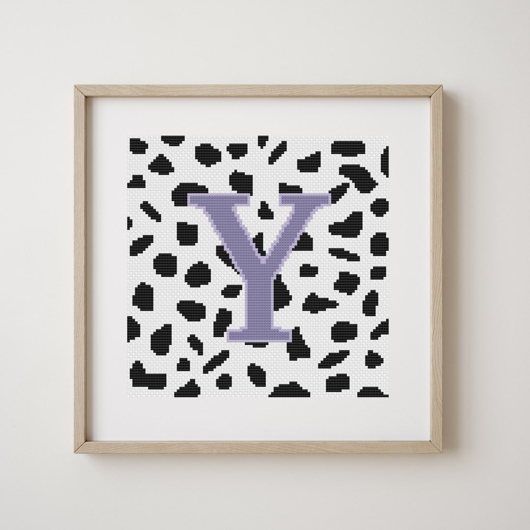 Modèle de point de croix lettre Y : monogramme dalmatien lilas (modèle ...