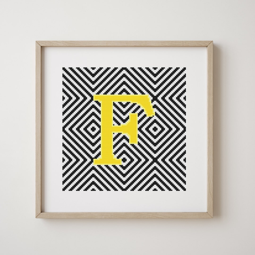 Letter F, Cross Stitch Alphabet Pattern, Monogram, Modern Decor ...
