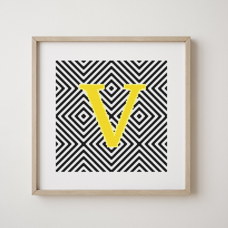 Letter V, Cross Stitch Alphabet Pattern, Monogram, Modern Decor ...