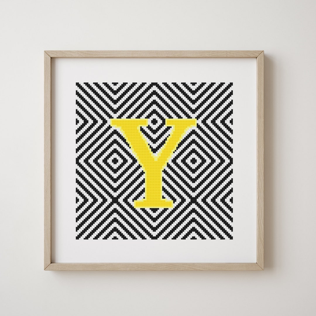 Letter Y, Cross Stitch Alphabet Pattern, Monogram, Modern Decor ...
