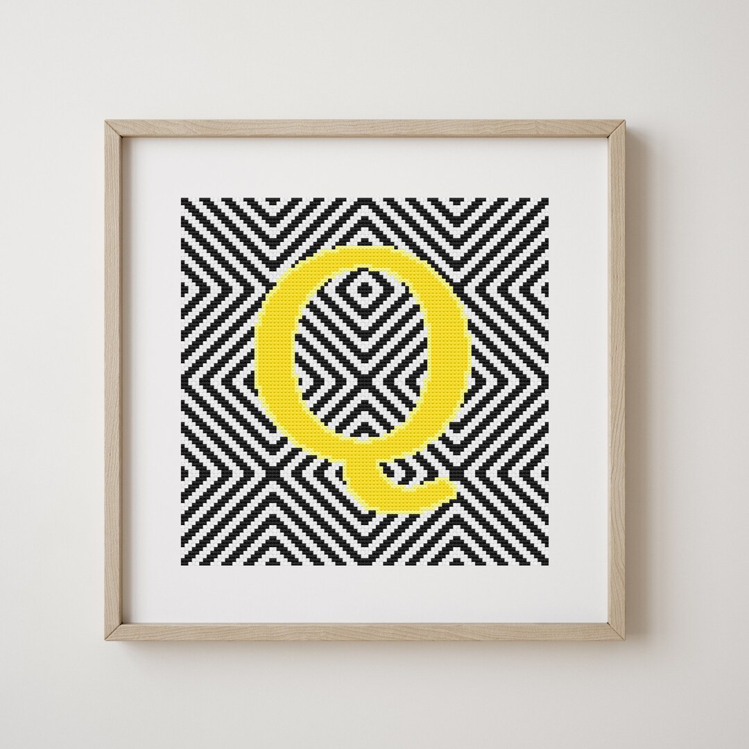 Letter Q, Cross Stitch Alphabet Pattern, Monogram, Modern Decor ...