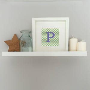 Letter P, Cross Stitch Alphabet Pattern, Blue on Green and Yellow ...