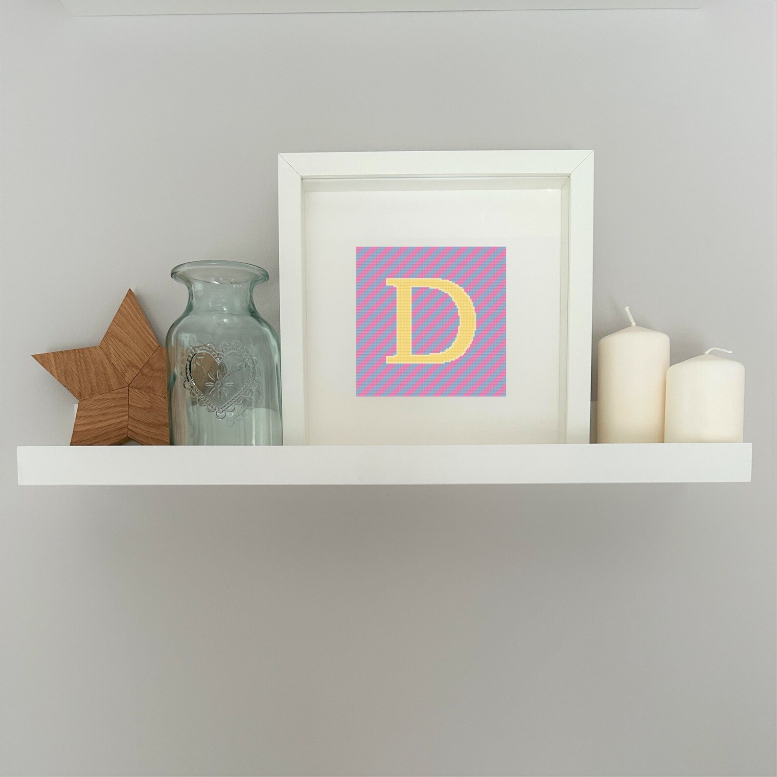 Letter D Cross Stitch Pattern: Yellow Monogram (PDF Pattern) - Etsy