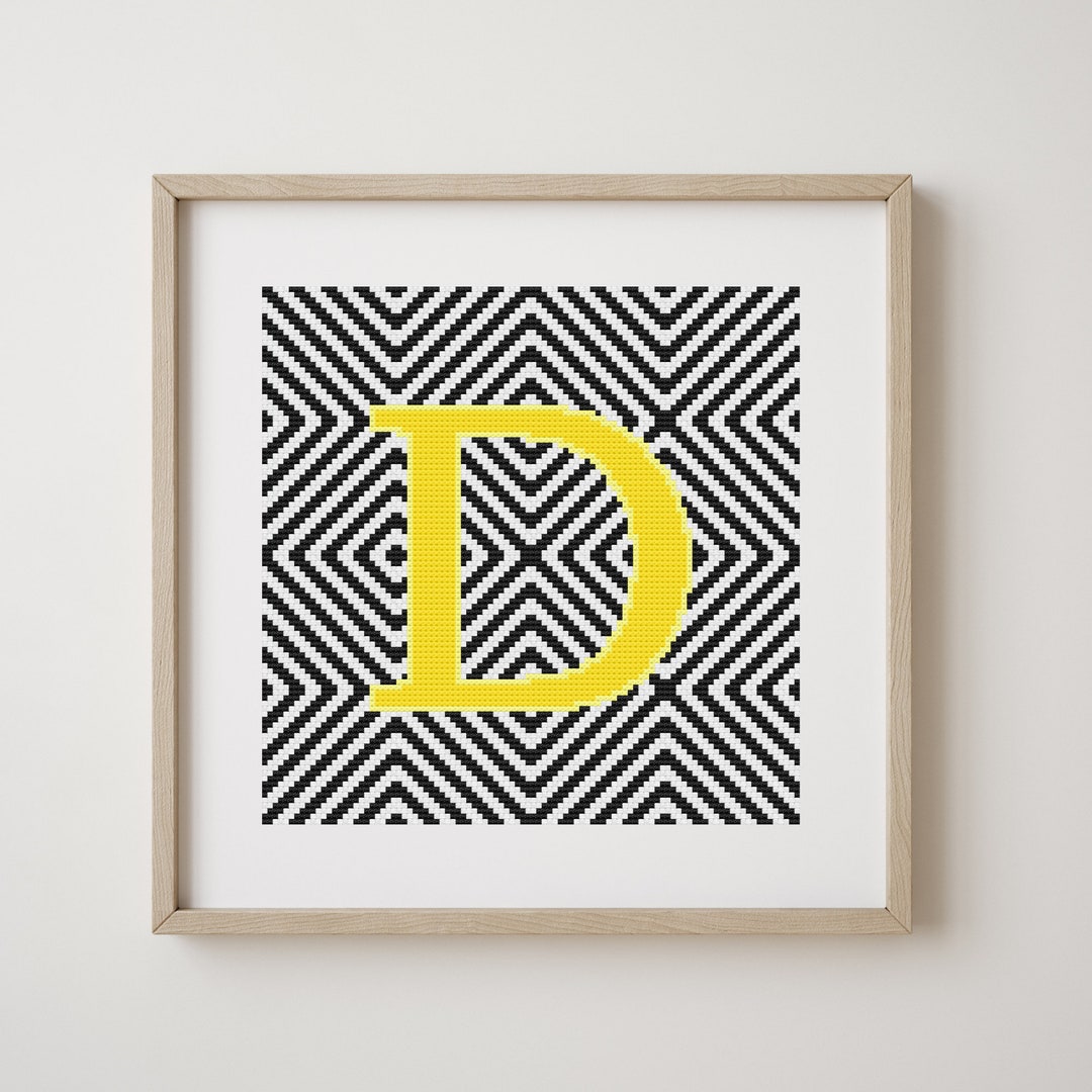 Letter D, Cross Stitch Alphabet Pattern, Monogram, Modern Decor ...