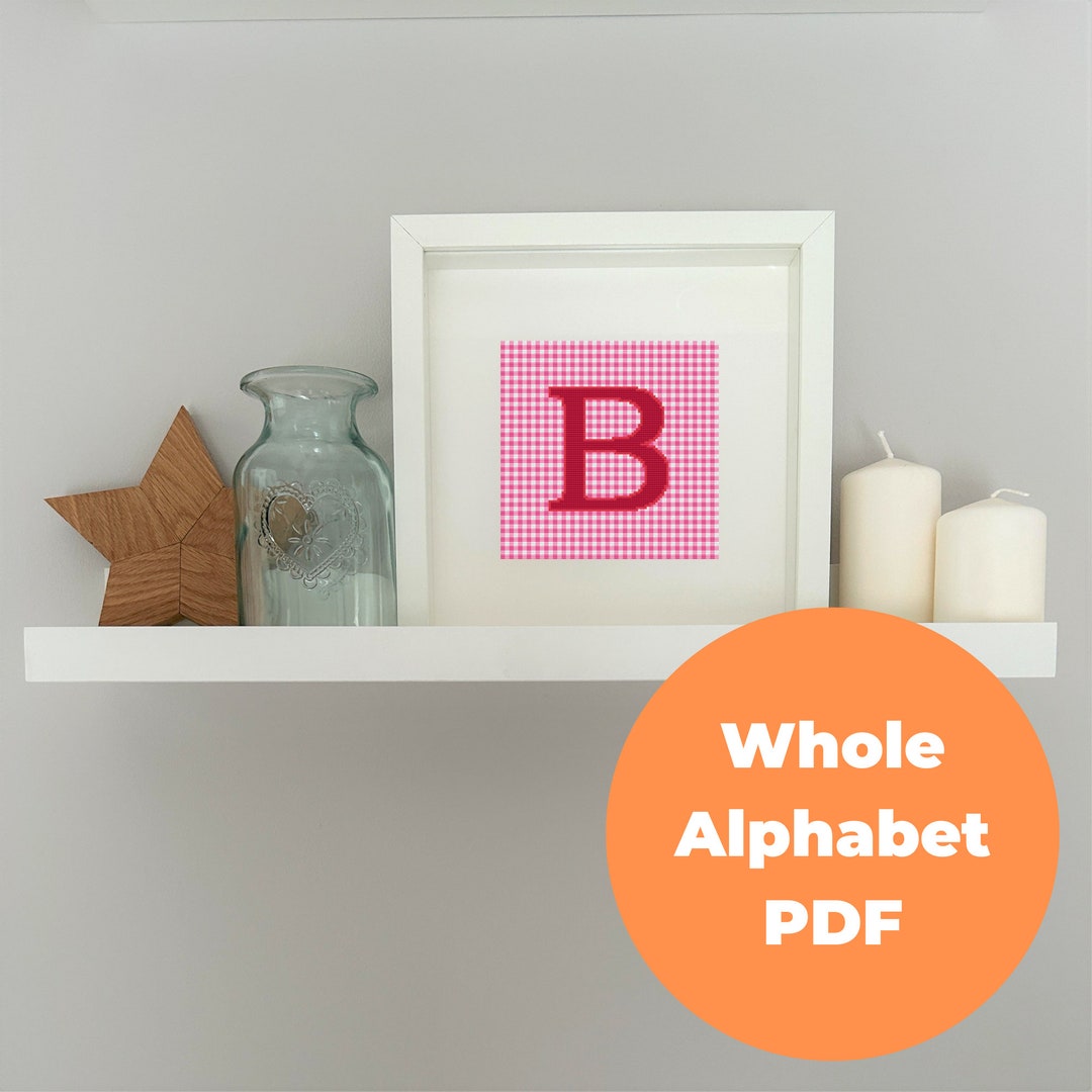 Pink Gingham Alphabet Cross Stitch Pattern FULL ALPHABET - Etsy