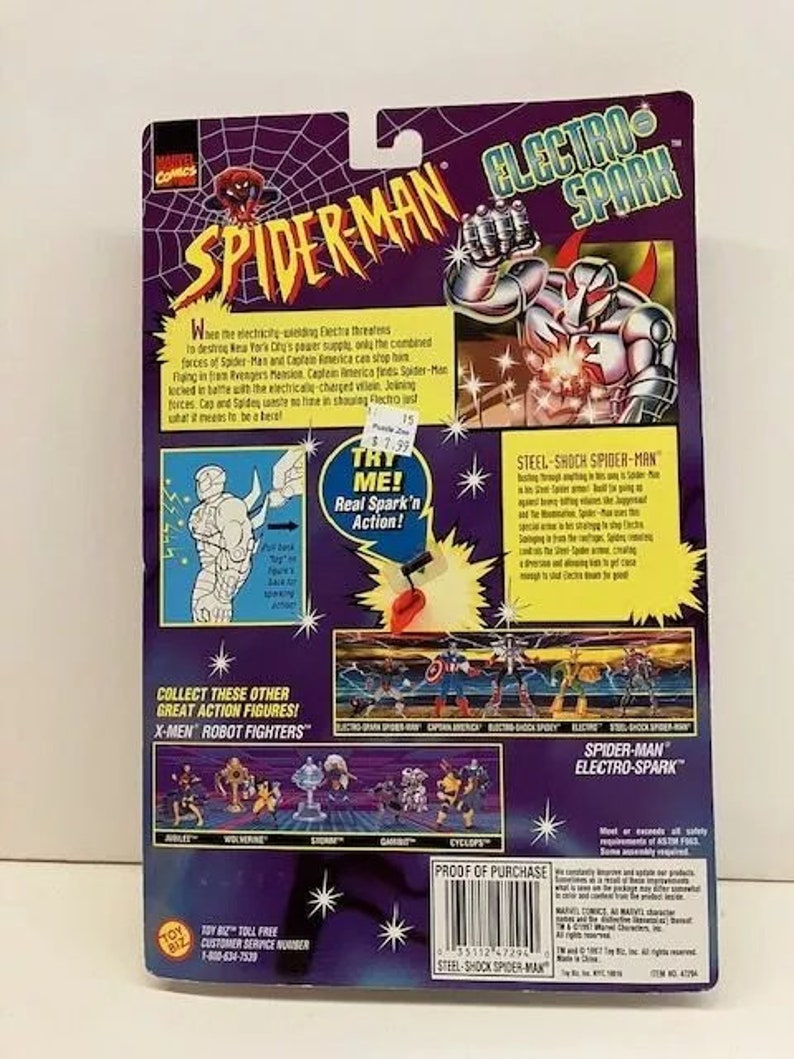 Toy Biz Mc/spider-man Electro Spark/steel-shock Spider-man-sparking ...