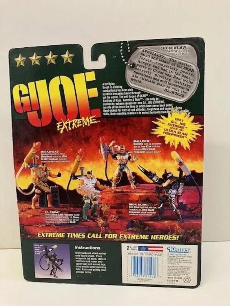 Kenner/hasbro GI Joe Extreme/ Iron Klaw, W/ultra Slam Firepower Year ...