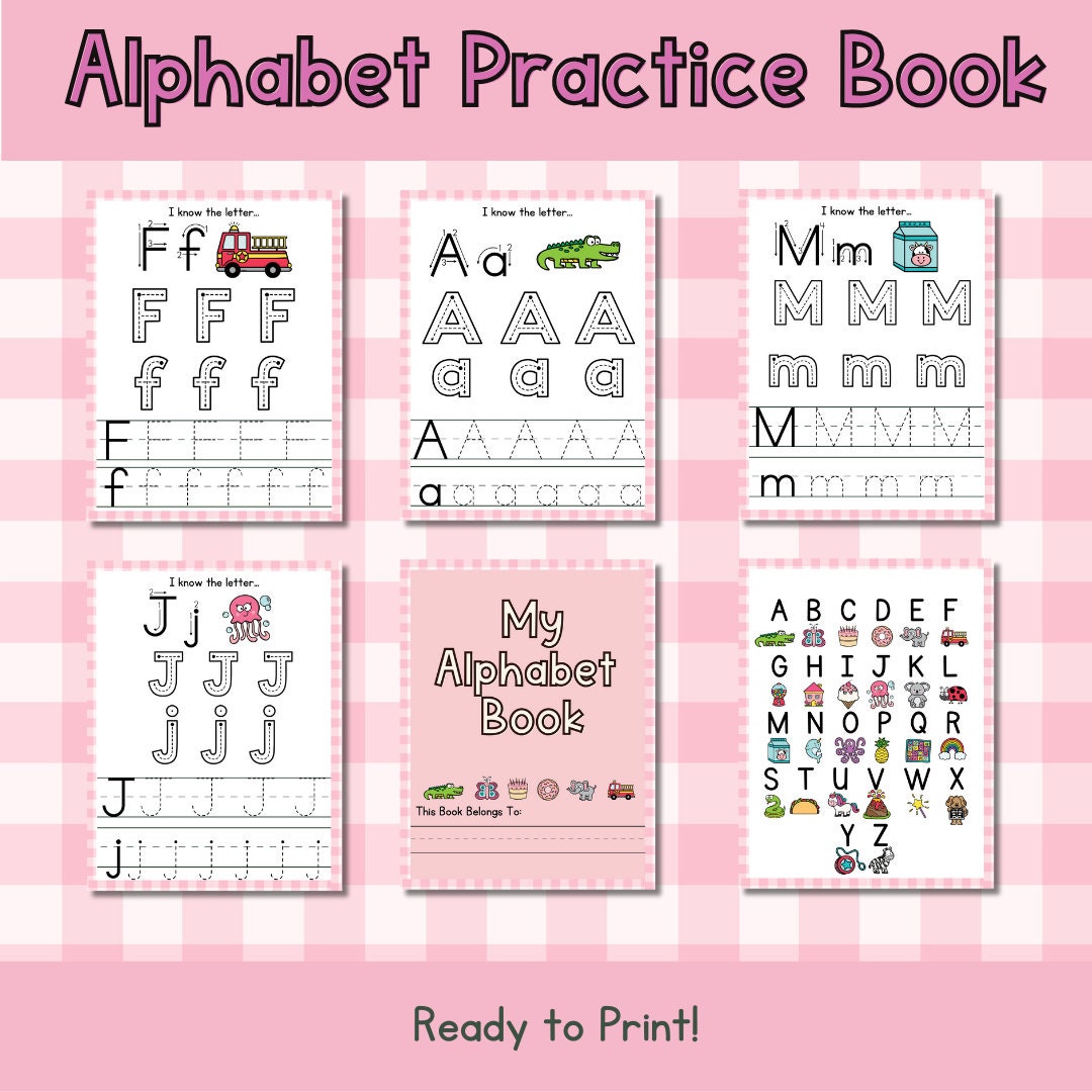 Alphabet Tracing Book Pink Letter Practice Preschool and Kindergarten ...
