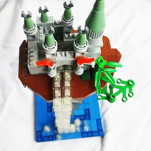 Floating Island With Castle and Waterfall Custom LEGO Creation MOC OOAK ...