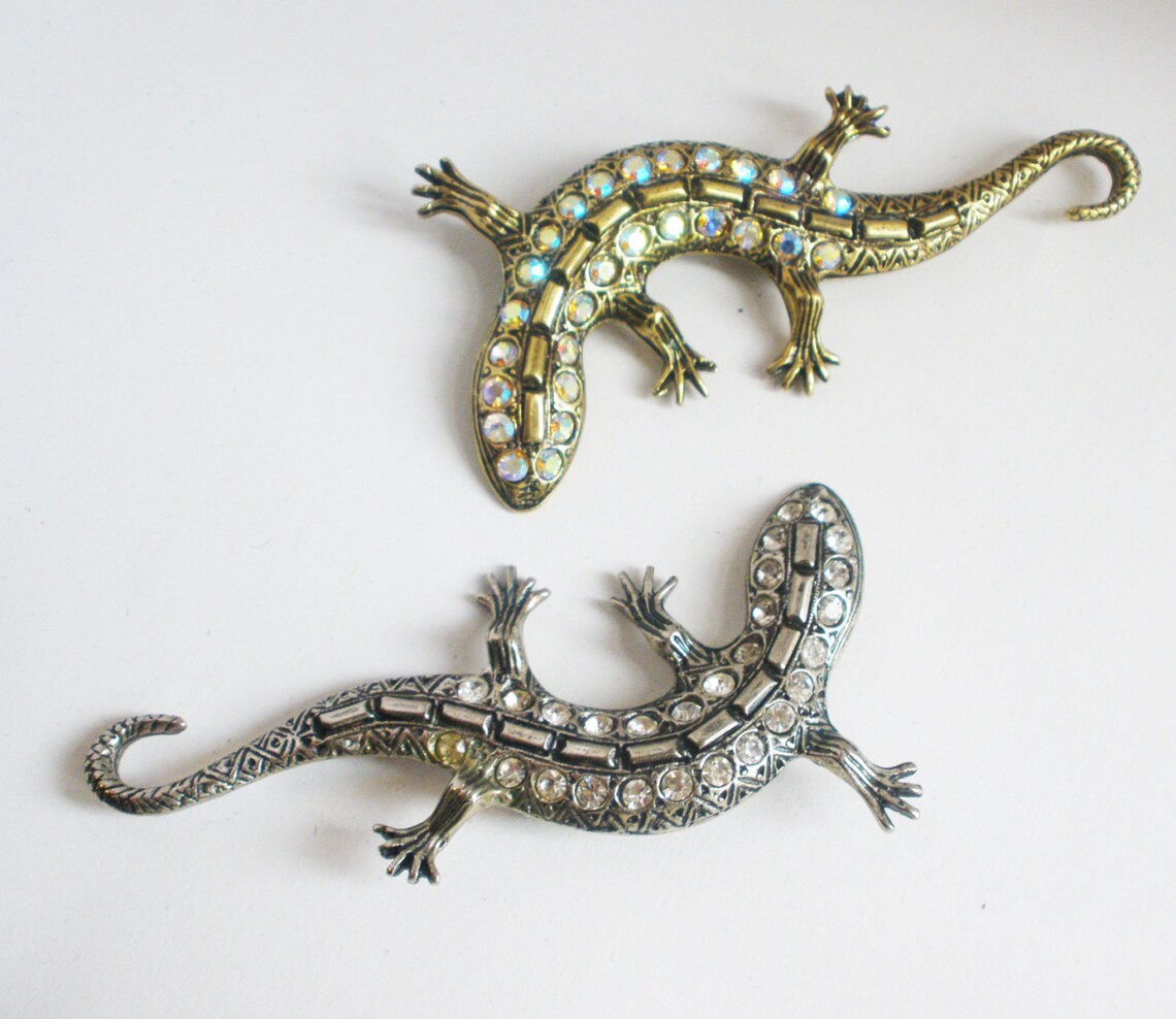 Glitzy Glam Lizard Brooch - Etsy