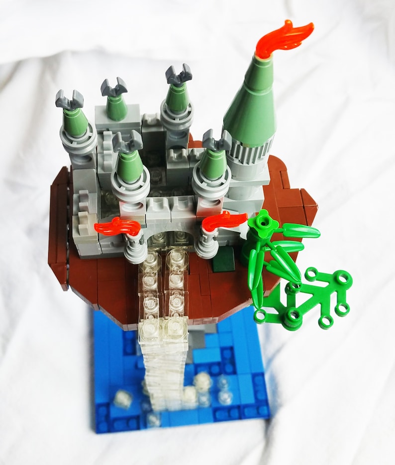 Floating island with castle and waterfall custom LEGO creation | Etsy