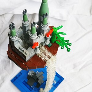 Floating Island With Castle and Waterfall Custom LEGO Creation MOC OOAK ...