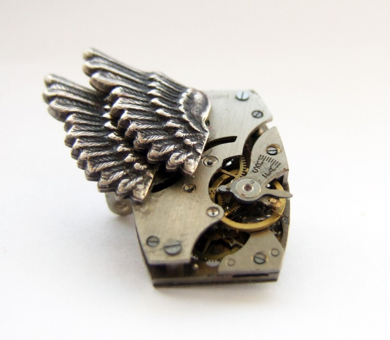 Steampunk Winged Watch Movement Brooch - Etsy