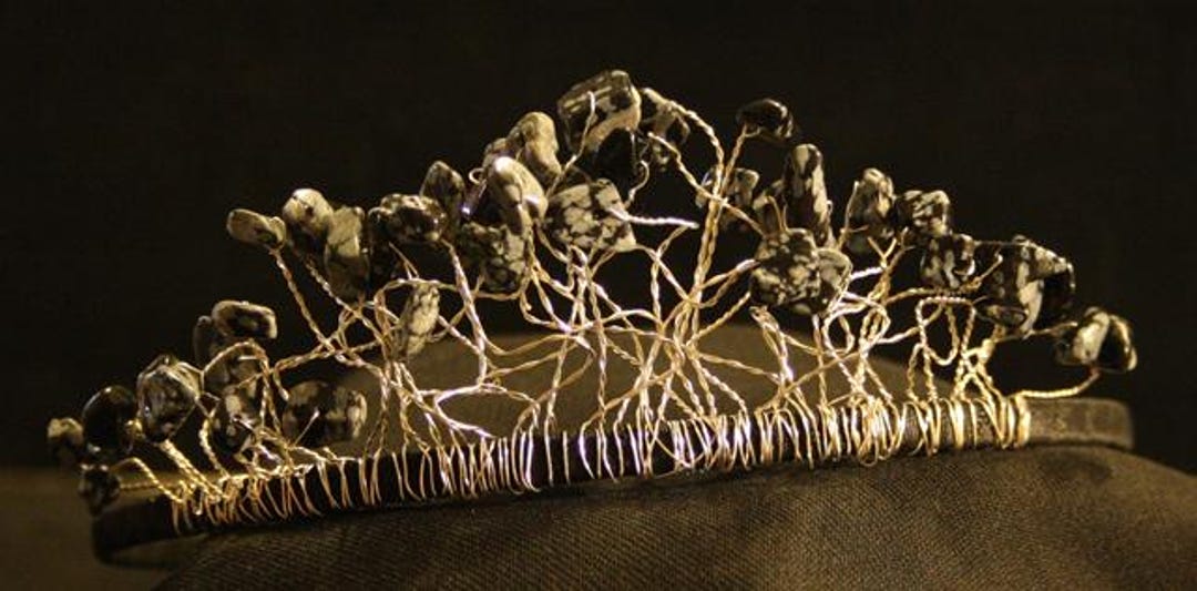 Snowflake Obsidian Semi Precious Tiara Diadem Hair Band Wedding Prom - Etsy
