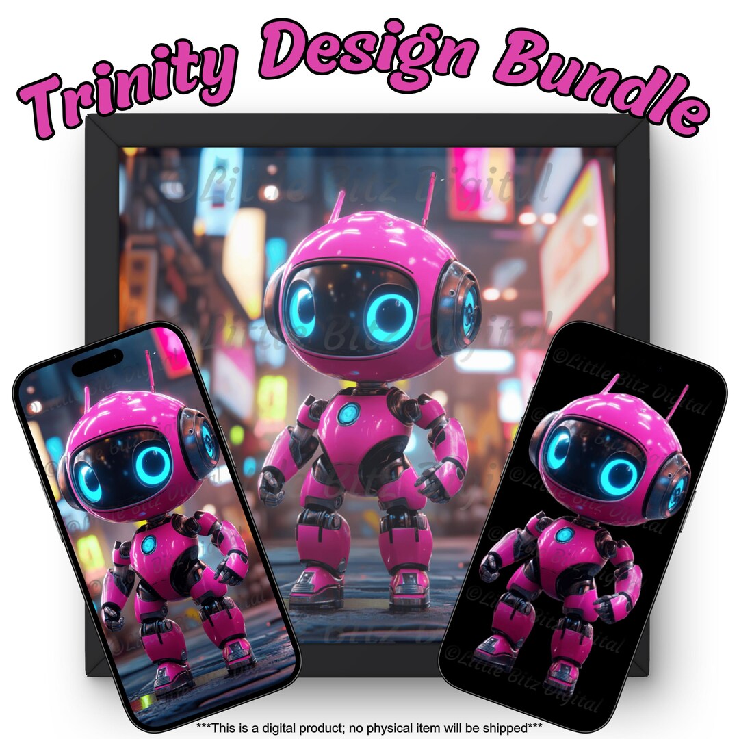 Robot Avatar Design Bundle, Ios & Android Wallpaper, Cute Cartoon Bot ...