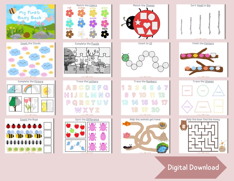 Nature Busy Book Printable, Preschool Activities, Kids Quiet Book ...