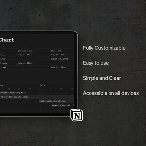Simple Notion Gantt Chart Planner Digital Project Management Tool ...